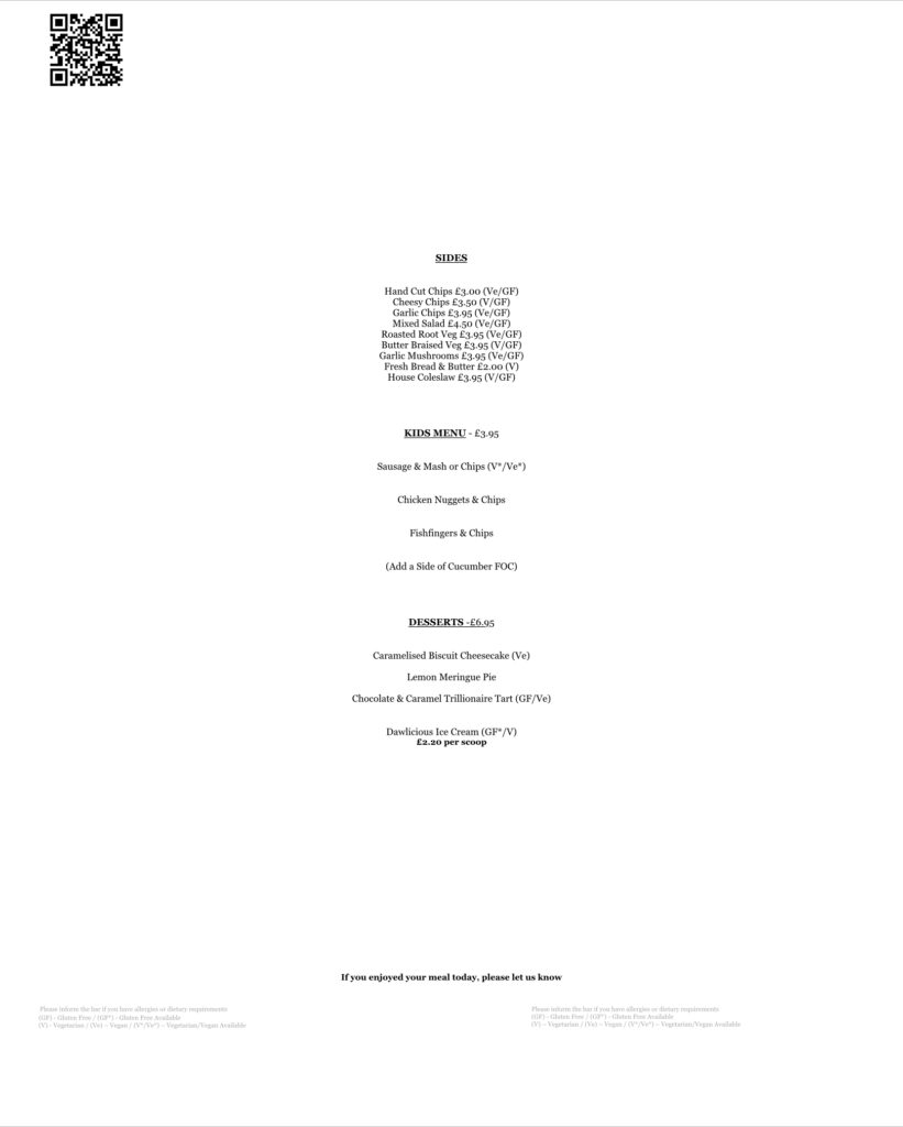 Menus - The Goat
