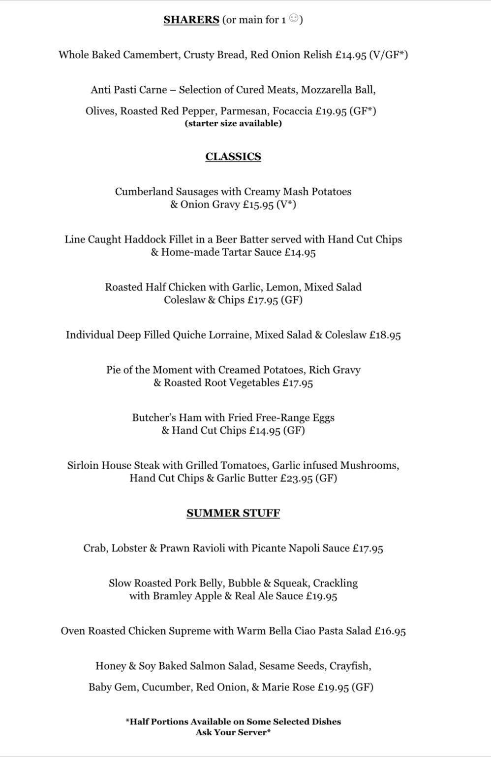 Menus - The Goat